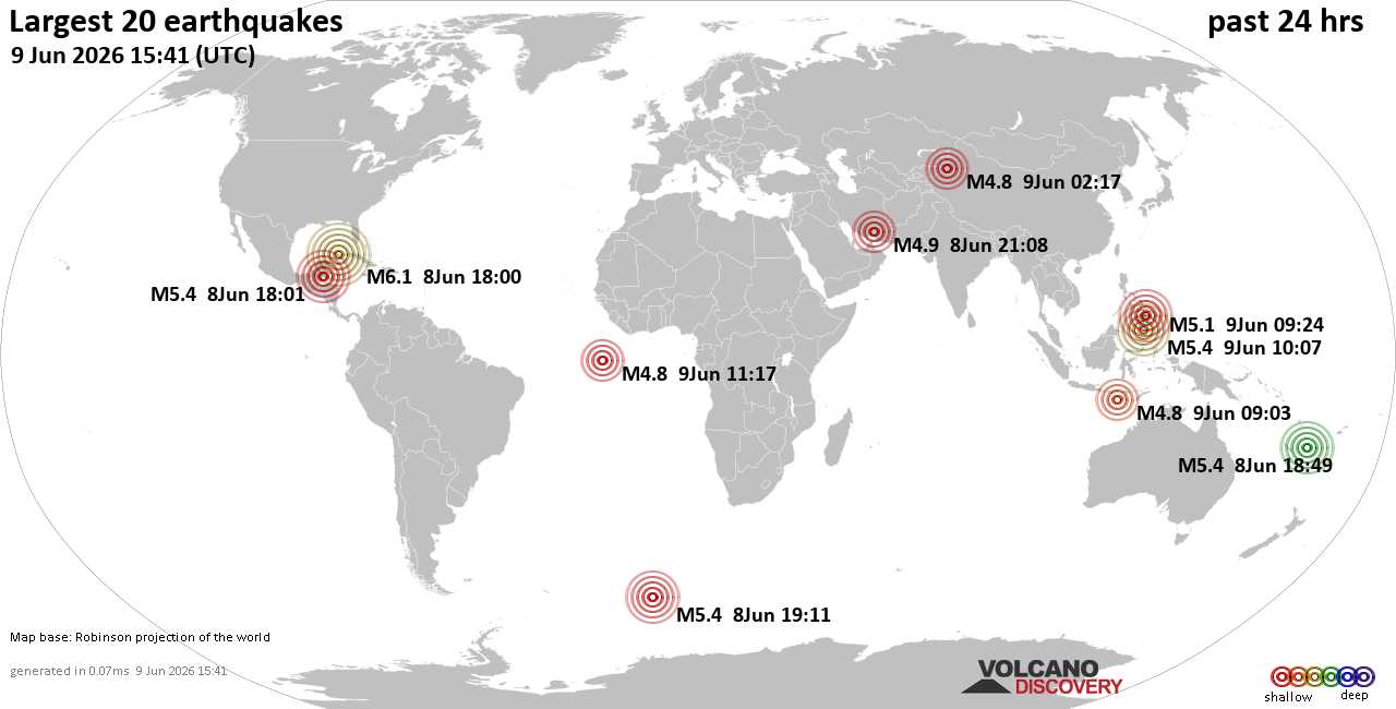 Earthquakes Today: List and Maps of the 20 Largest Earthquakes during ...