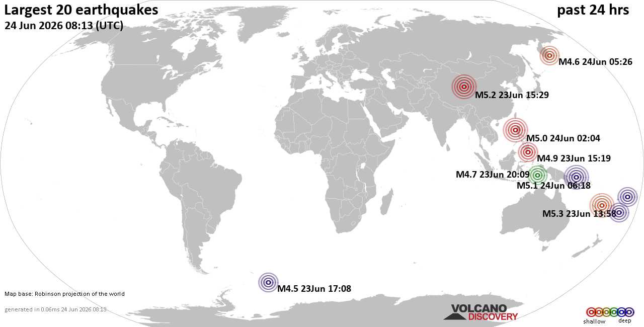 Earthquakes Today: list and maps of the 20 largest earthquakes during ...
